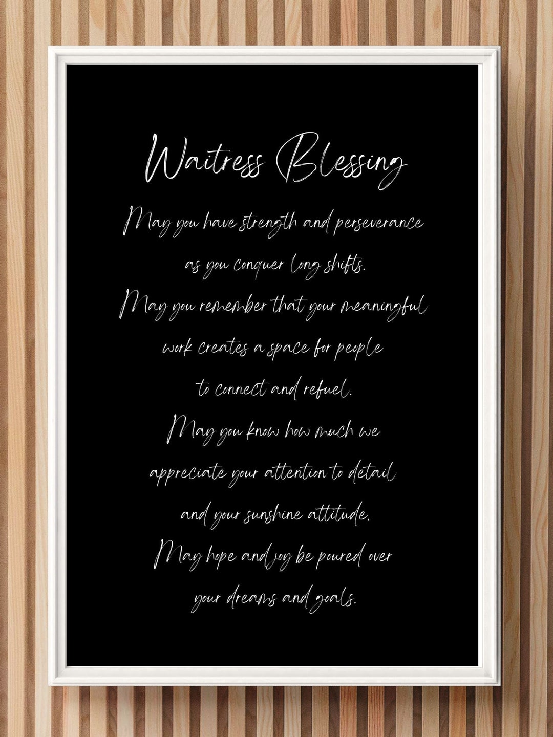 Waitress Blessing Art Print, Food Server Gift (PDF, JPG) - Etsy