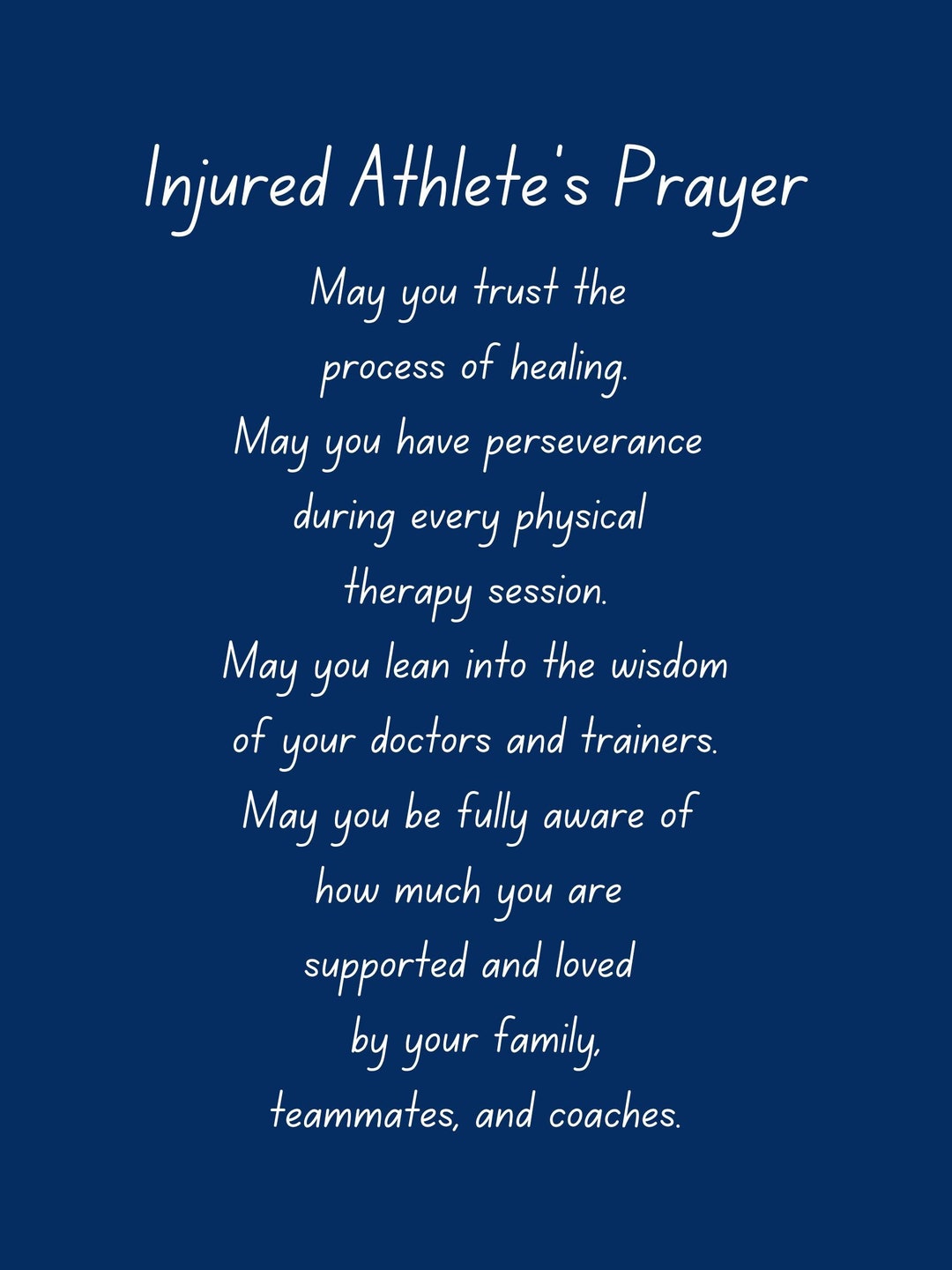 Injured Athlete Gift PRINTABLE - Injured Athlete Prayer - Athlete ...