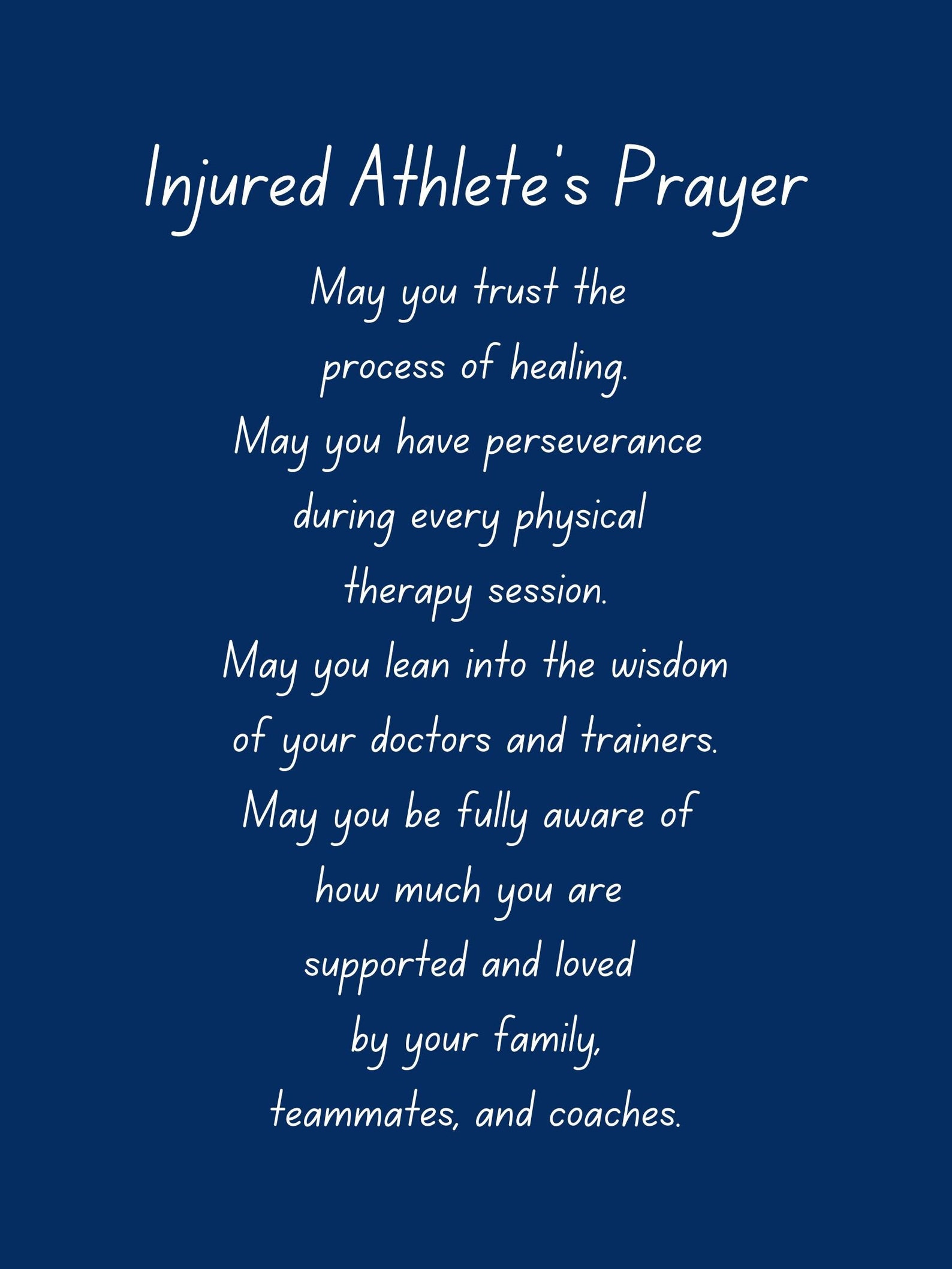 Injured Athlete Gift PRINTABLE - Injured Athlete Prayer - Athlete ...