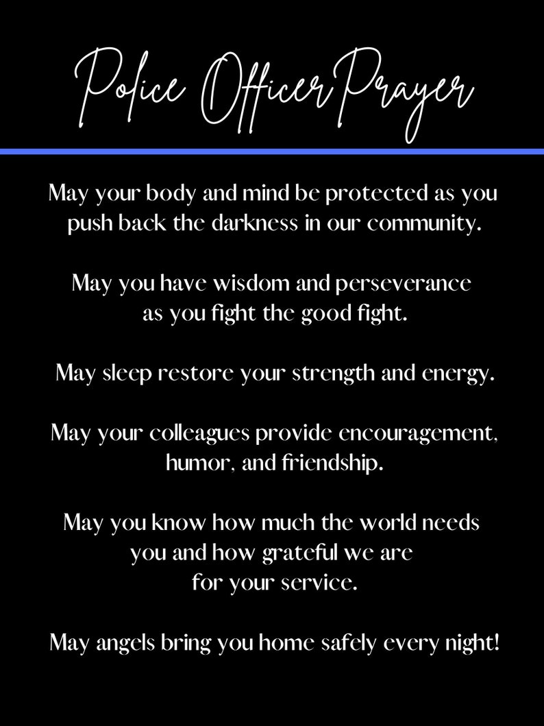 Police Officer Gift PRINTABLE Police Officer Prayer Police Academy ...