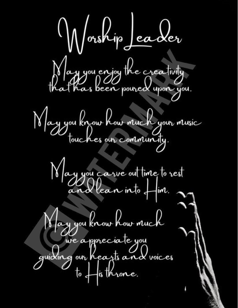 Worship Leader PRINTABLE Gift - Church Musician Gift - Worship Team ...
