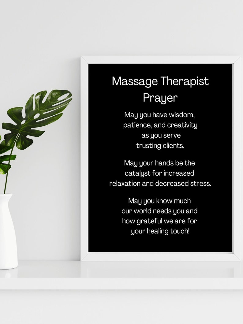 Massage Therapist Printable T Massage Therapist Prayer Thank You For