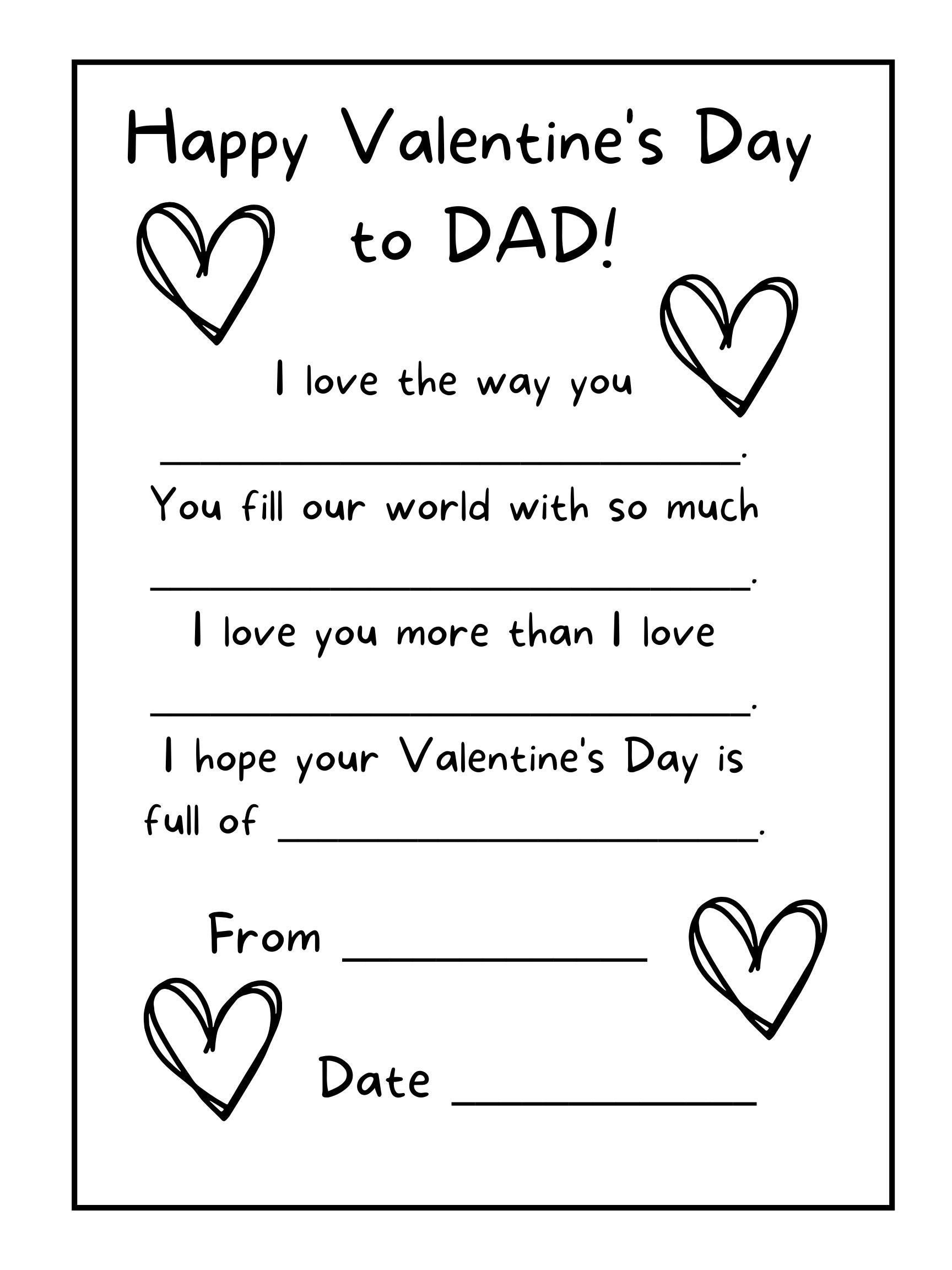 Personalized Valentine’s Day Dad Card Questionnaire Printable - Dad ...