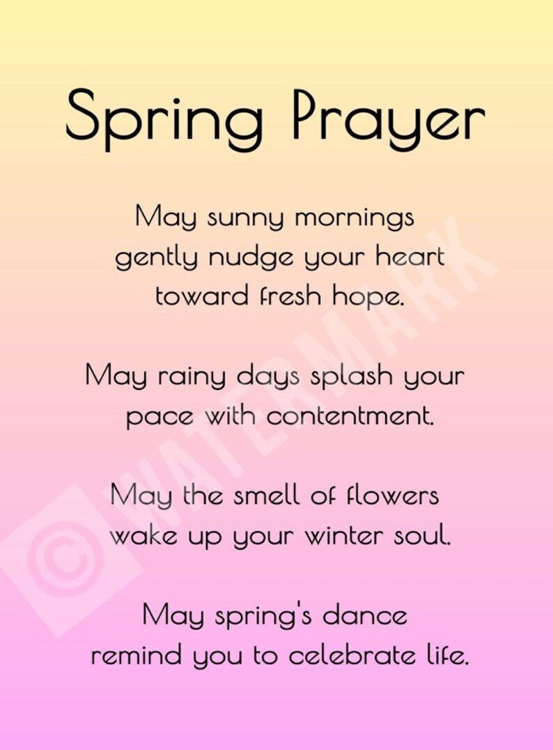 Spring Prayer PRINTABLE - Spring Printable Wall Decor - Spring Poem ...
