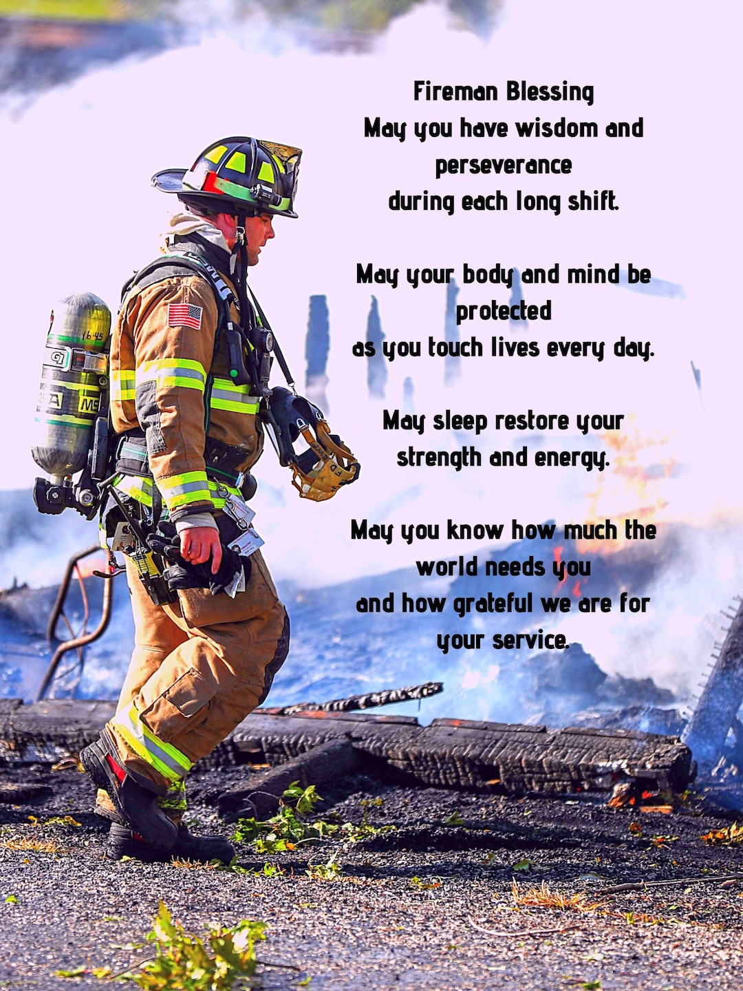 Gift for Firefighter PRINTABLE Fireman Prayer Fireman Appreciation ...