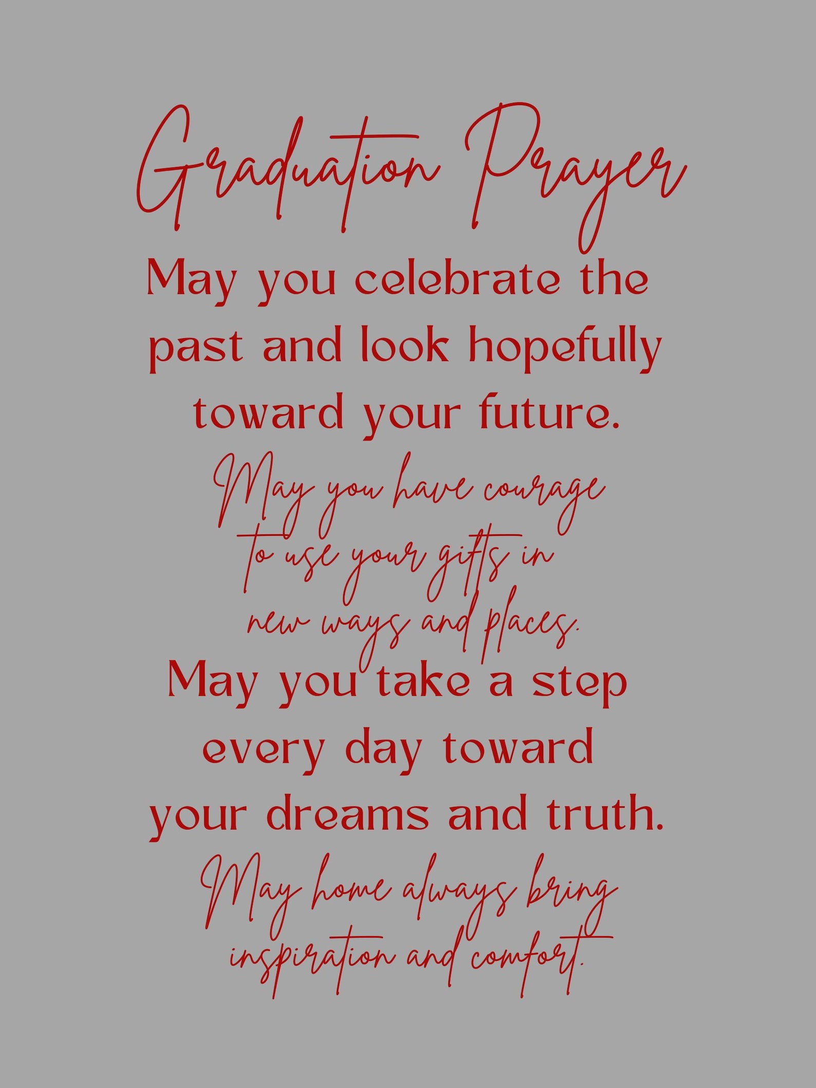 Graduation Gift Customized PRINTABLE Prayer for Graduate School Colors ...