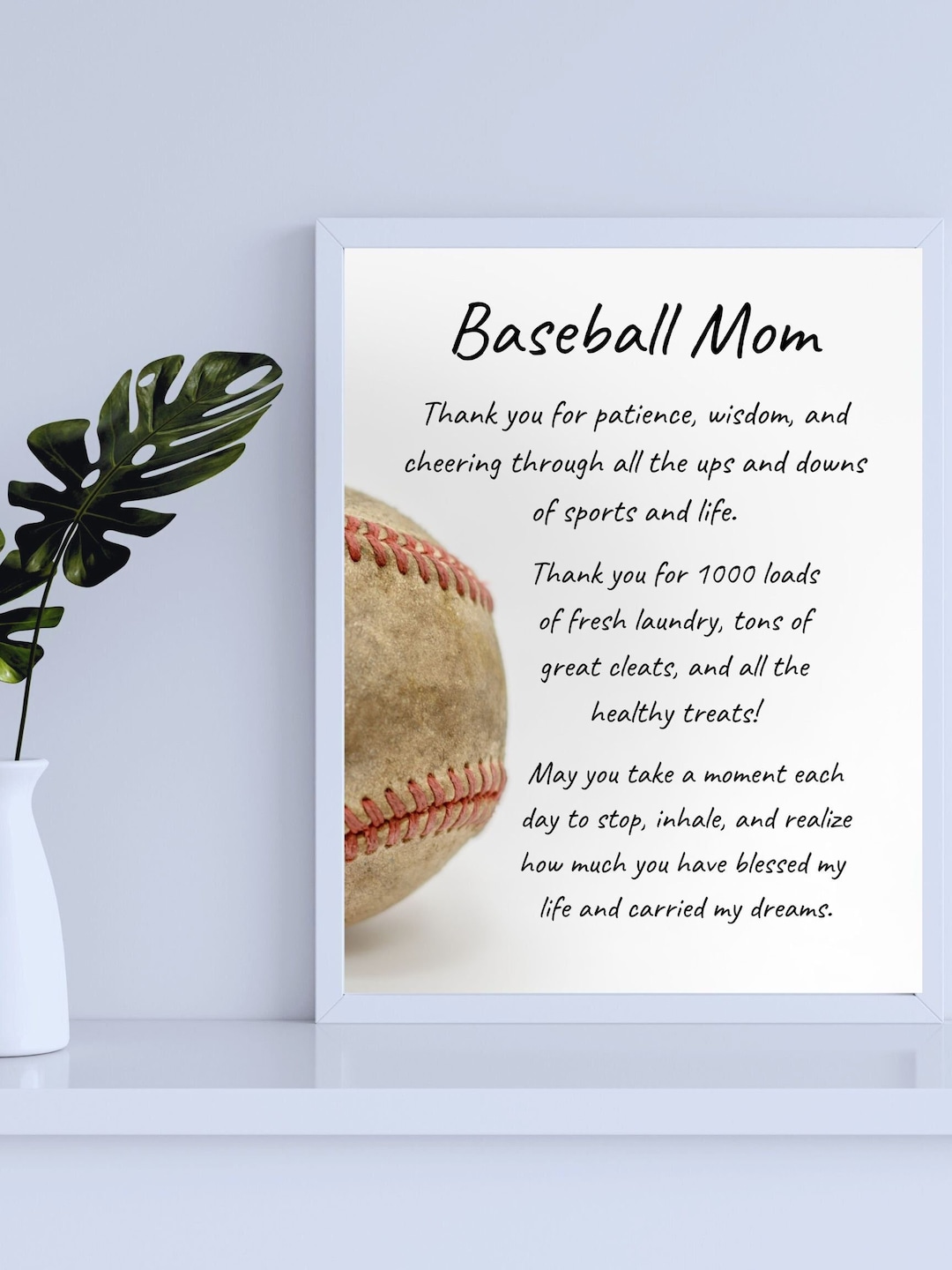 Gift for Team Mom Printable and Personalized - Team Mom Gift - Baseball ...