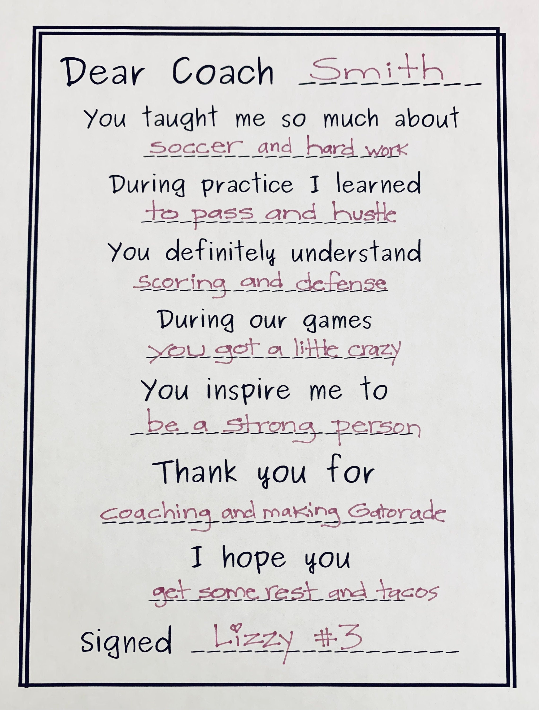 Dankeschön Coach Note DRUCKBAR - Coach Geschenk vom Team ...