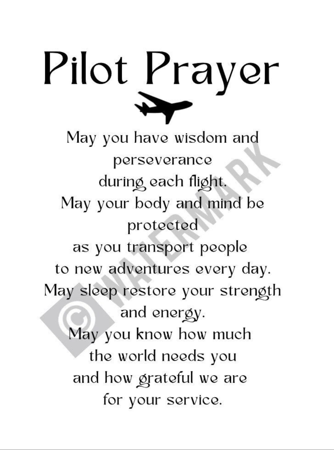 Pilot Prayer PRINT Pilot Blessing Pilot Gift Pilot Protection Prayer ...