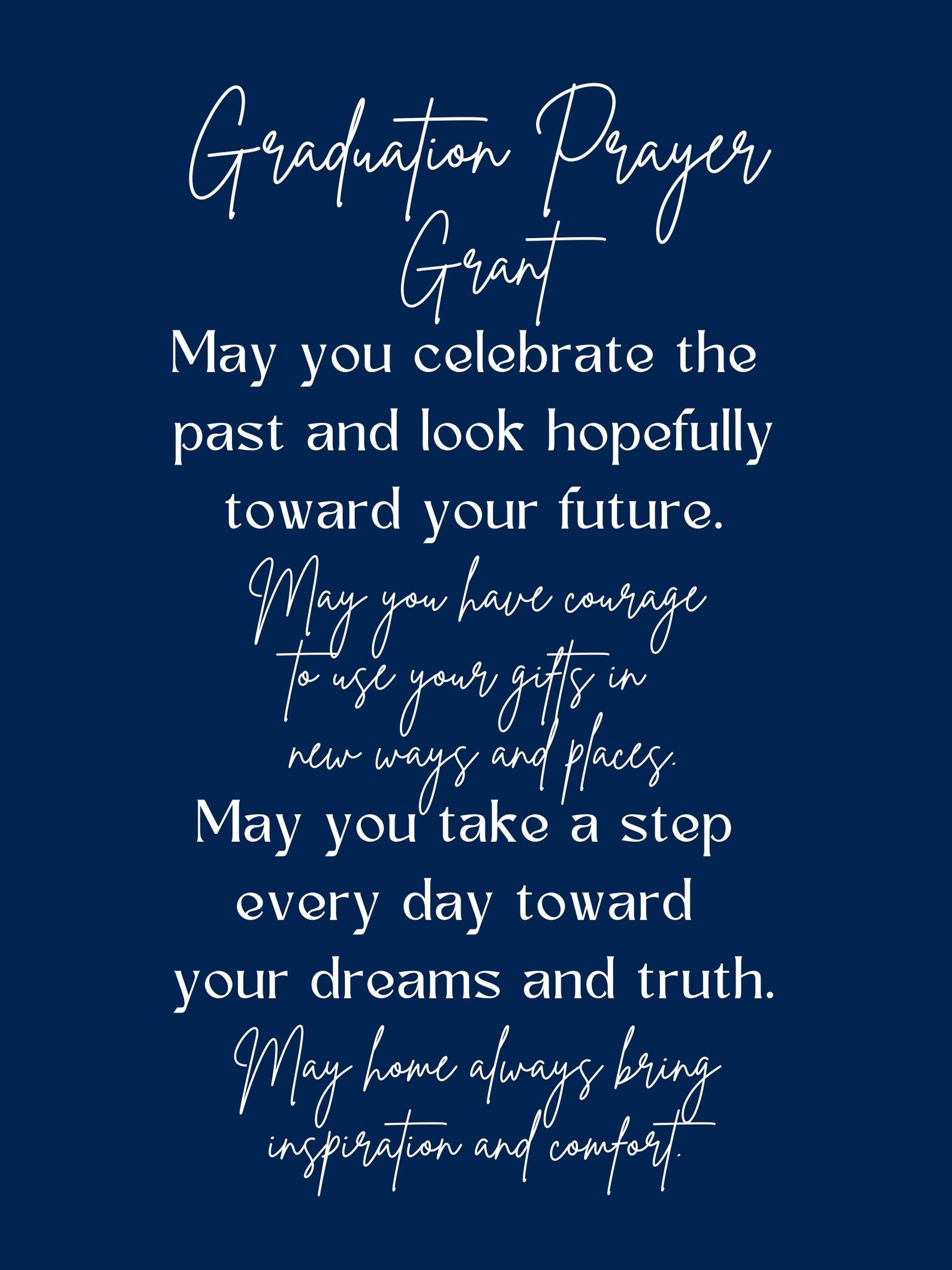Customized Graduation PRINTABLE Prayer - Graduation Printable - Class ...