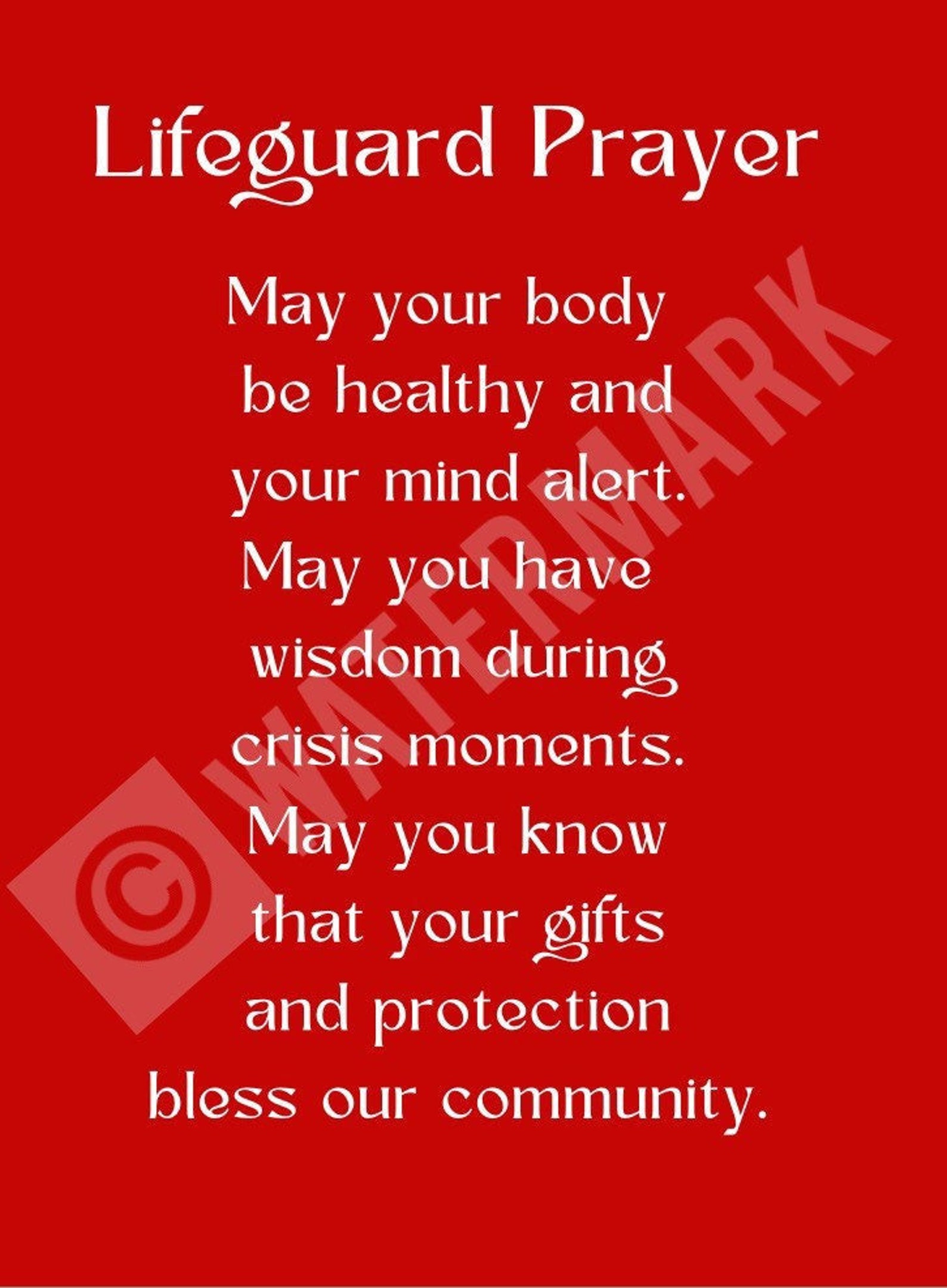 Lifeguard Gift PRINTABLE - Lifeguard Prayer Print - Gift for Lifeguards ...