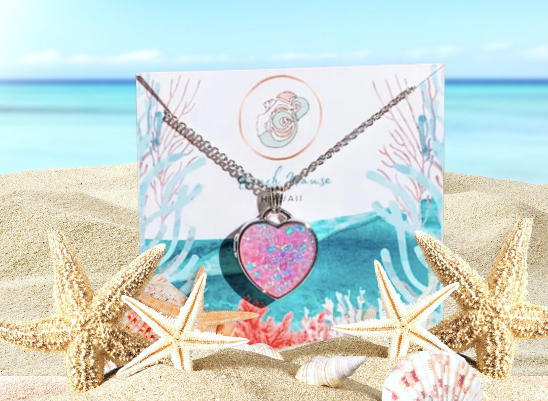 Pink Opal Locket Necklace | Heart Photo Locket | Picture Locket | 2 ...