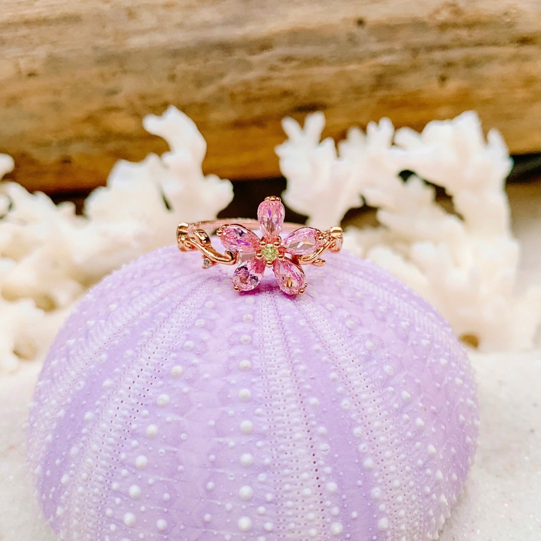 Cherry Blossom Ring, Rose Gold Flower Ring, Rose Gold Nature Ring ...