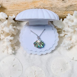Seashell Locket Necklace/clam Shell Photo Locket Abalone Shell Necklace ...