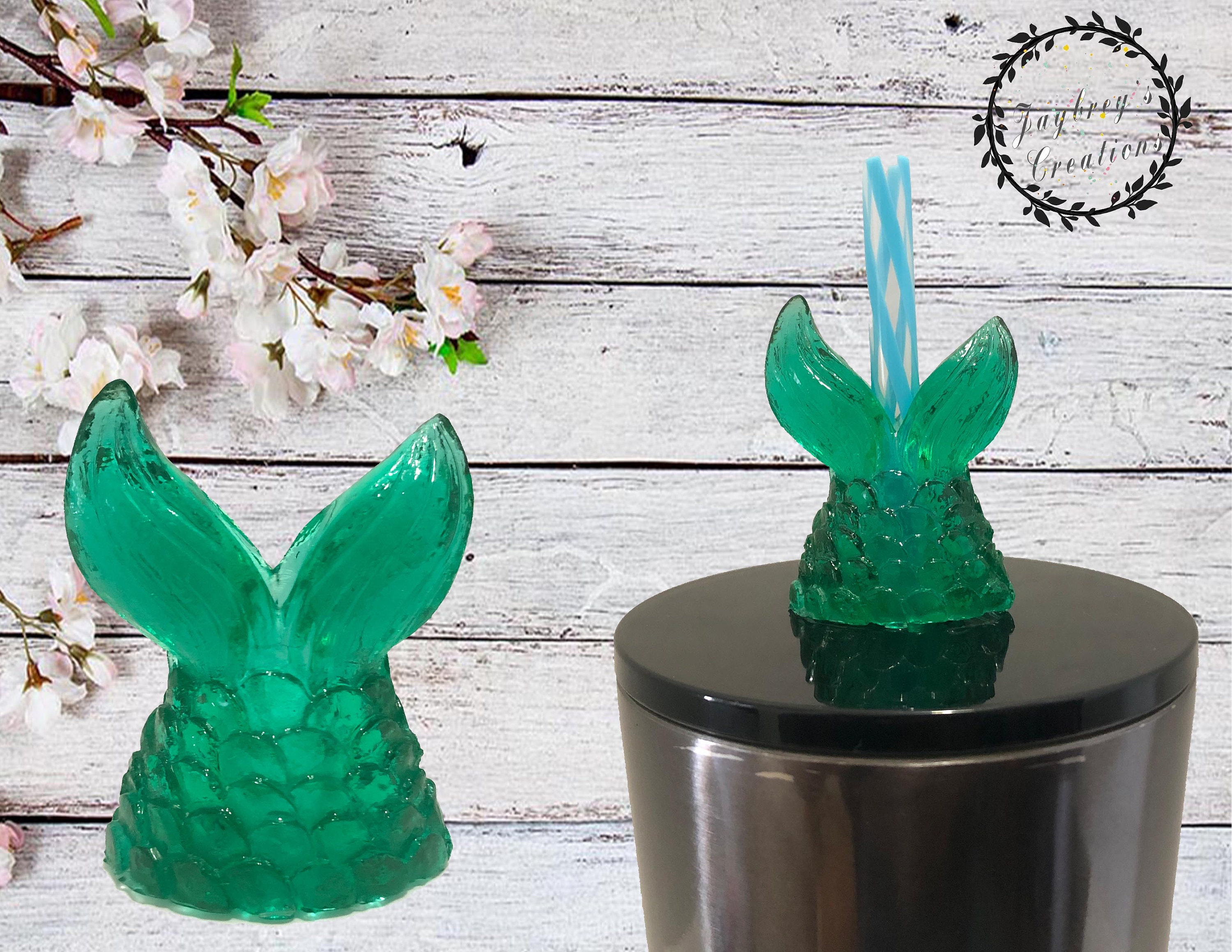 Aqua Green Mermaid Tail Straw Topper - Etsy UK