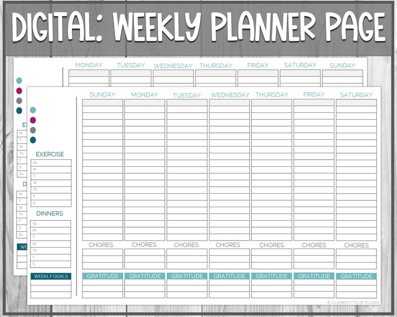 Digital Planning Sheet: Weekly Calendar List - Etsy