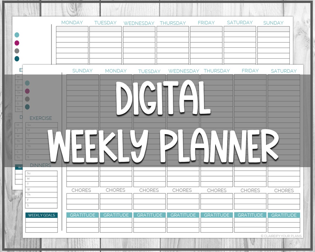 Digital Planning Sheet: Weekly Calendar List - Etsy