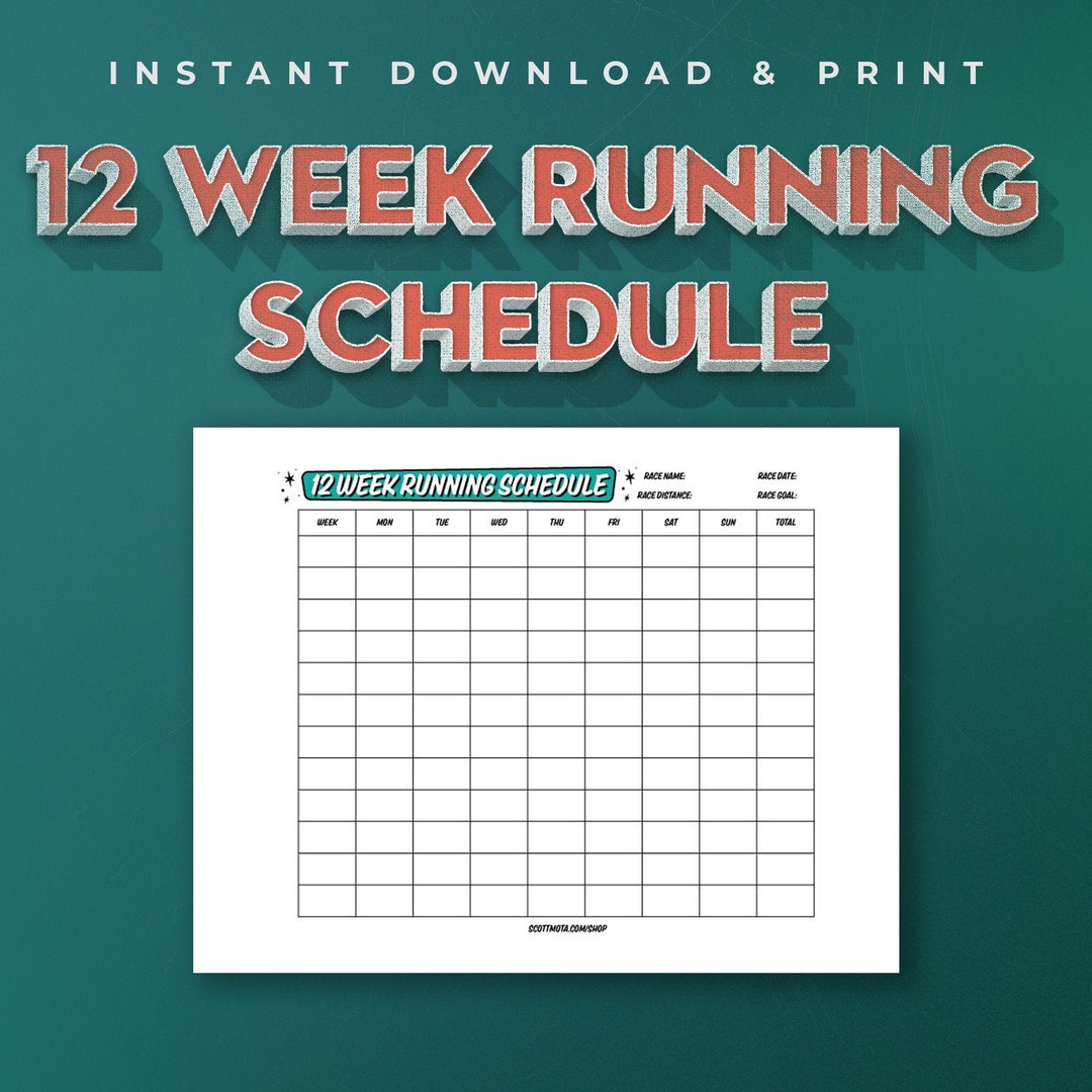 12 Week Running Schedule - Etsy