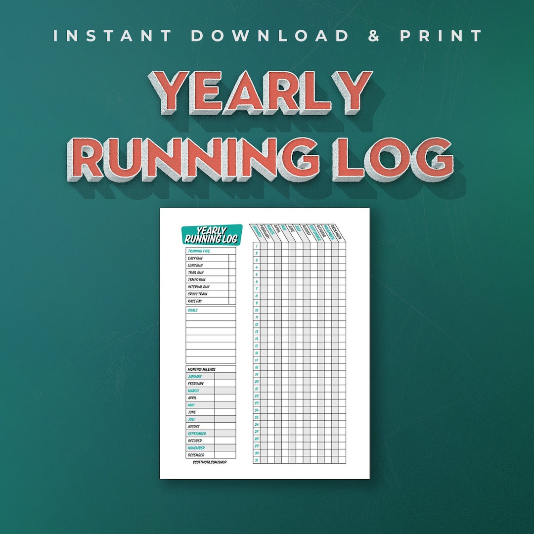 Yearly Running Log & Printable Schedule - Etsy