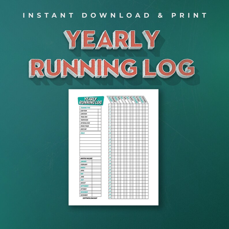 Yearly Running Log & Printable Schedule - Etsy
