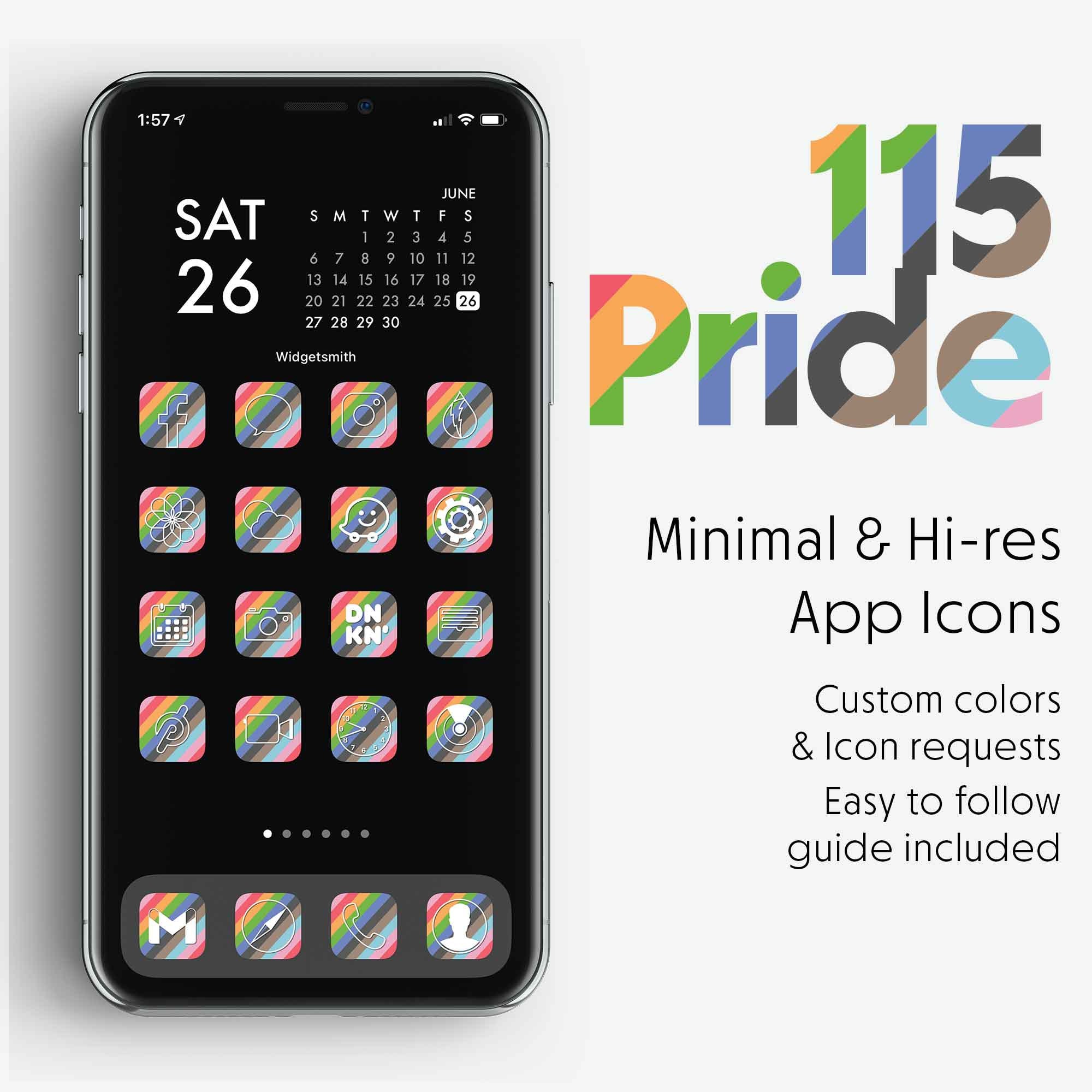 Pride ~ 115 App Pack ~ Minimal Aesthetic iPhone Ios15 App Shortcut ...