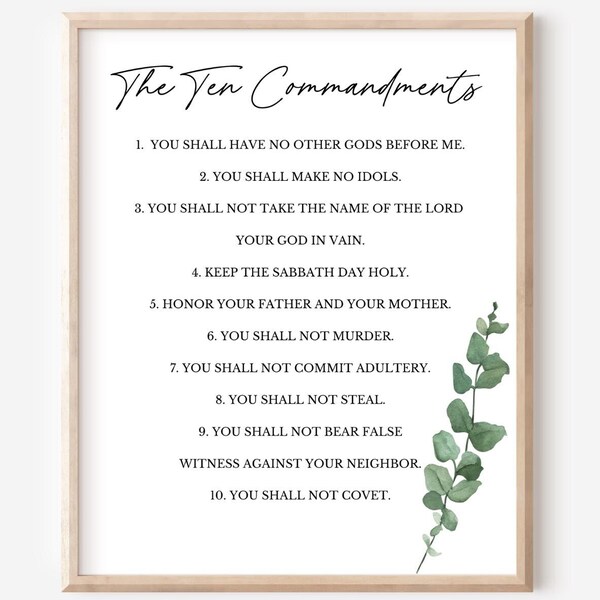 The Ten Commandments Bible Verse Wall Art, Ten Commandments Printable ...