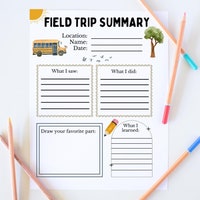 Field Trip Reflection Map - Etsy