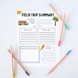 Field Trip Log Field Trip Worksheet Homeschool Field Trip Reflection ...
