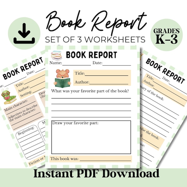 Kids Book Report Template - Etsy