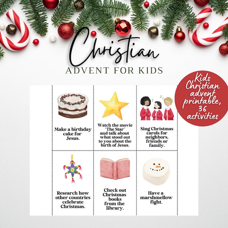 Christian Advent Calendar Printable for Kids Advent Calendar - Etsy