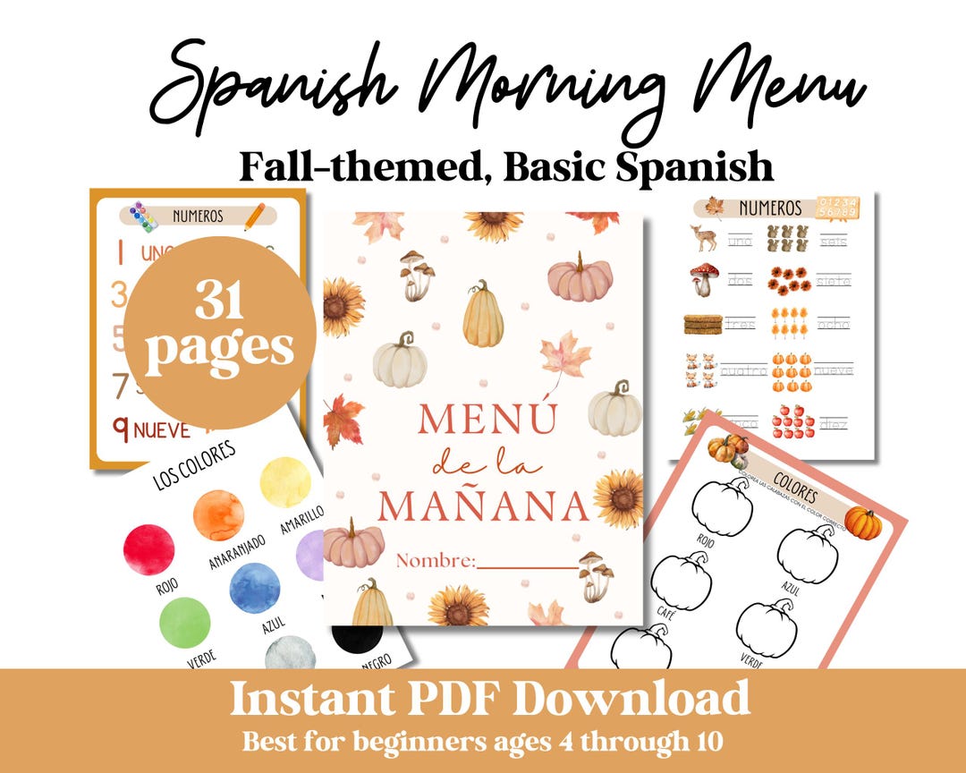 Charlotte Mason Spanish Morning Menu Fall Printable Spanish Homeschool ...