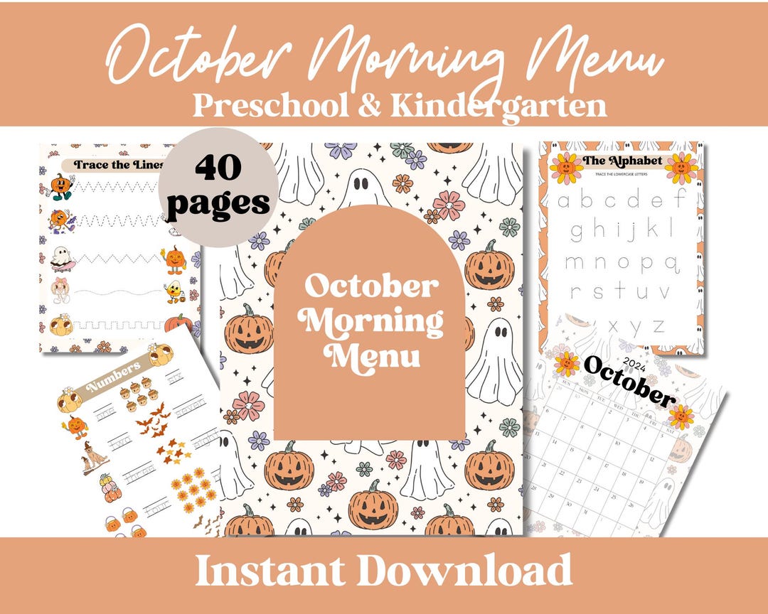 October Morning Menu Charlotte Mason Halloween Morning Menu Preschool ...