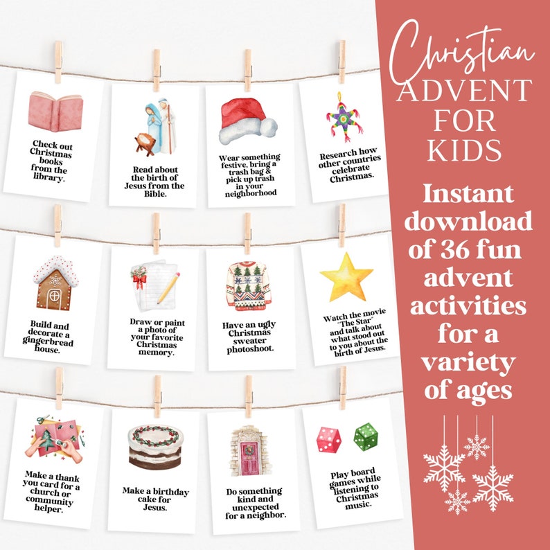 Christian Advent Calendar Printable for Kids Advent Calendar - Etsy