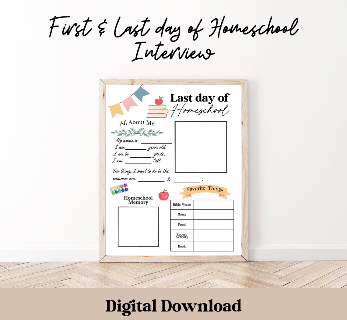 First Last Day of Homeschool Printable Back to School Questionnaire ...