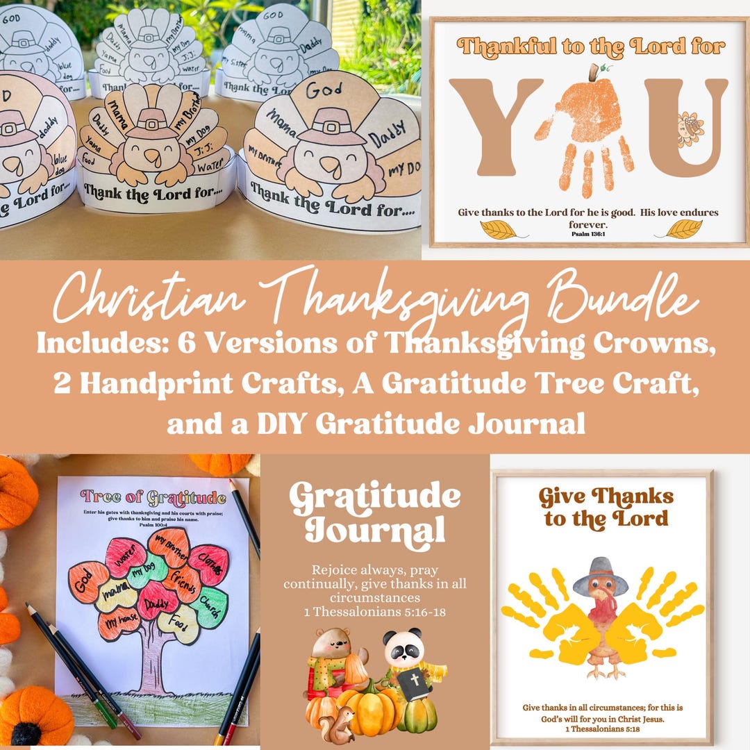 Christian Thanksgiving Activity Printable Bundle Religious Craft Fall ...