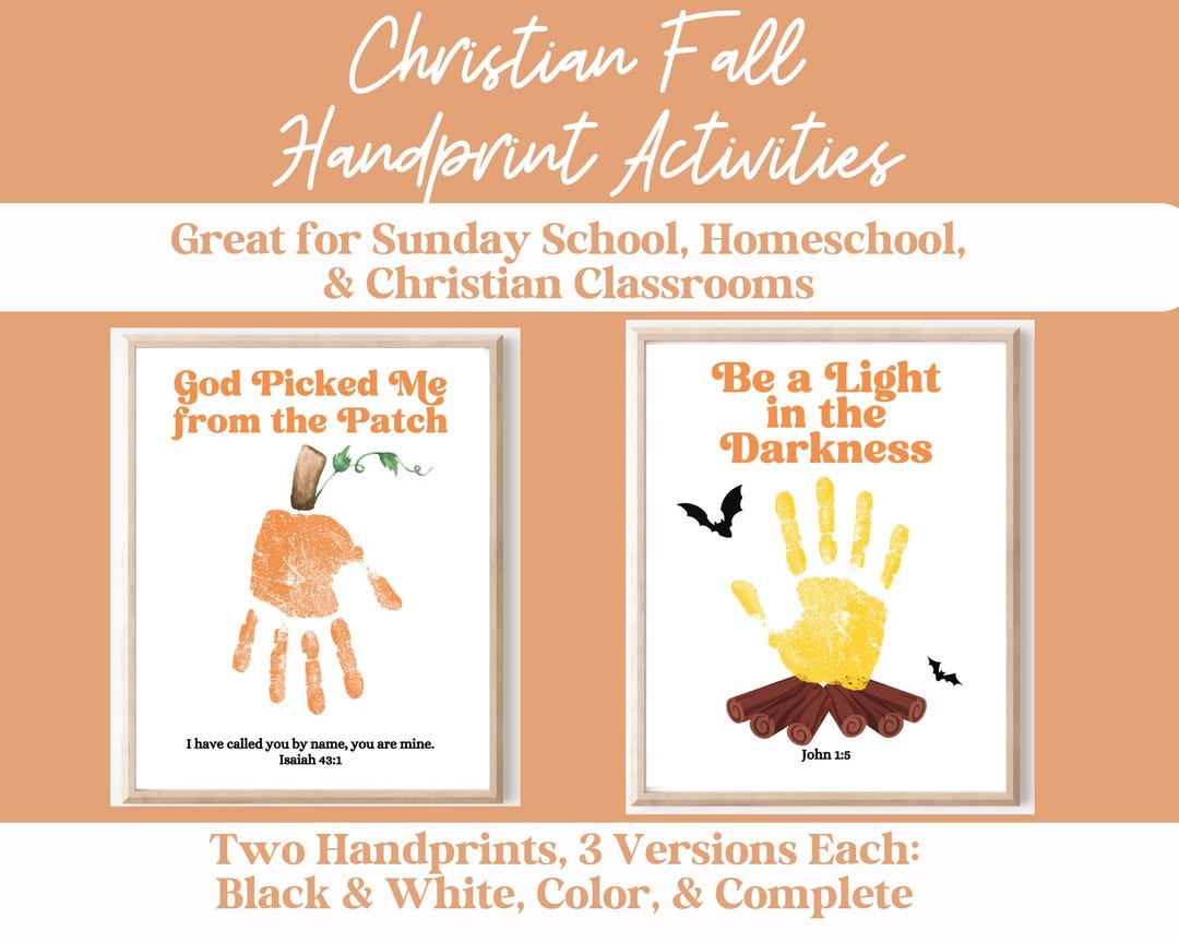 Christian Fall Handprint Activity Kids Christian Halloween Activity ...