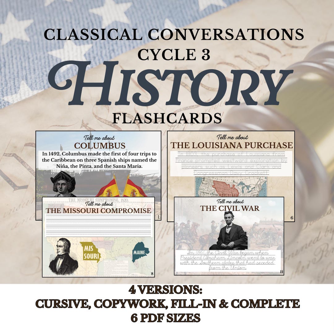 Classical Conversations Cycle 3 History Flashcards CC Cycle 3 History ...