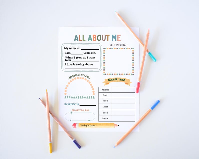 Alles über mich Arbeitsblatt Kinder Zeitkapsel Lehrer Ressourcen ...