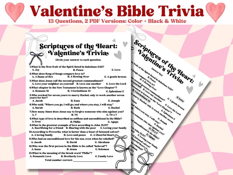 Christian Valentine's Day Trivia Game Valentine's Sunday School ...