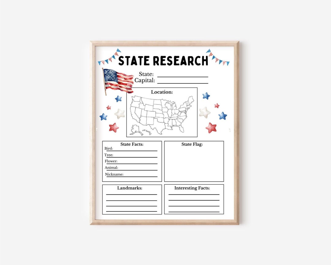 State Research Printable State Worksheet Kids State Facts State Report ...