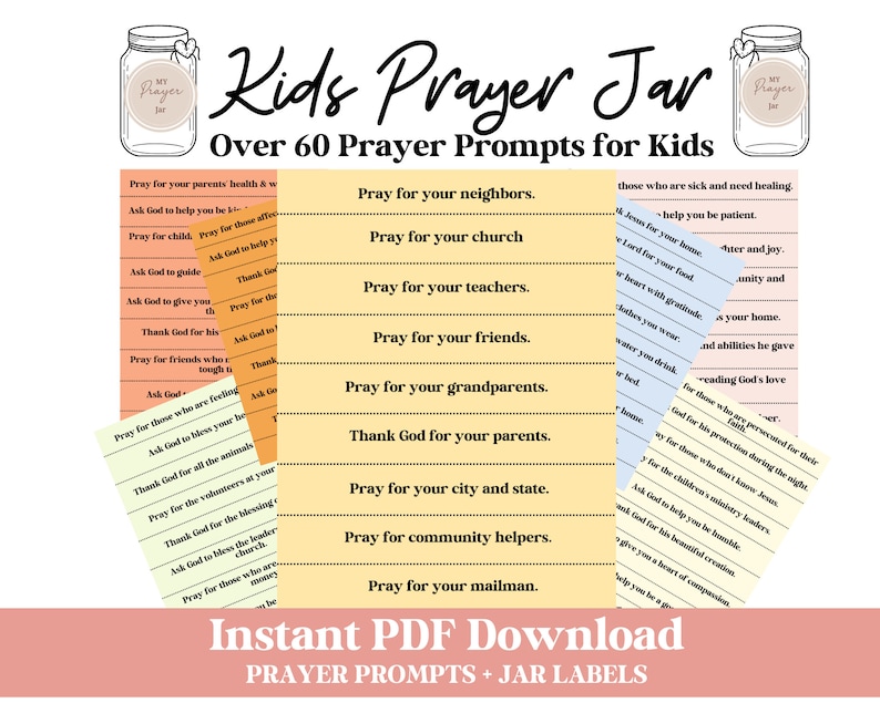 Prayer Prompt for Kids Prayer Jar Activity Prayer Kids Cards Prayer ...