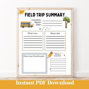 Field Trip Log Field Trip Worksheet Homeschool Field Trip Reflection ...