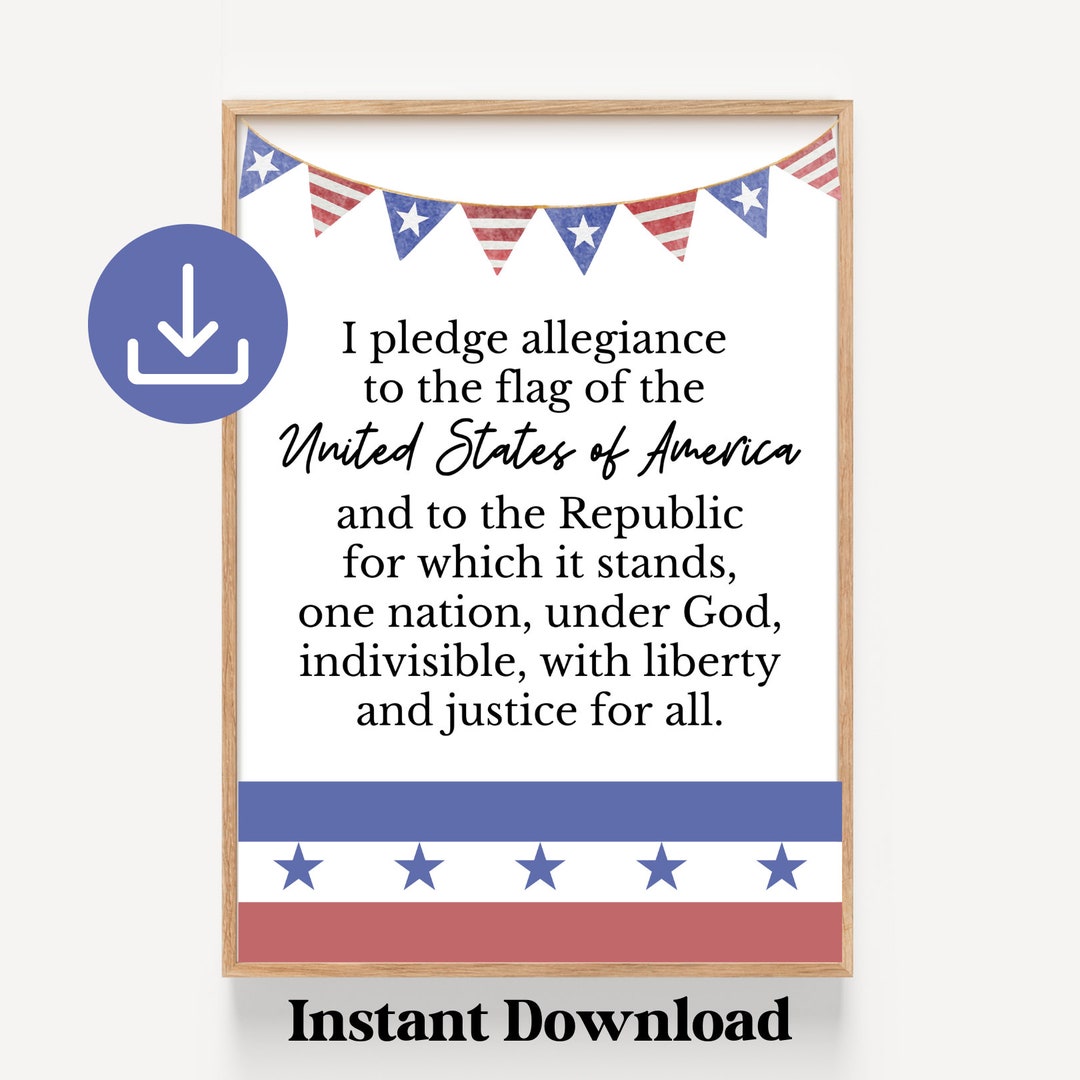 Pledge of Allegiance Printable Homeschool Decor Classroom Poster ...