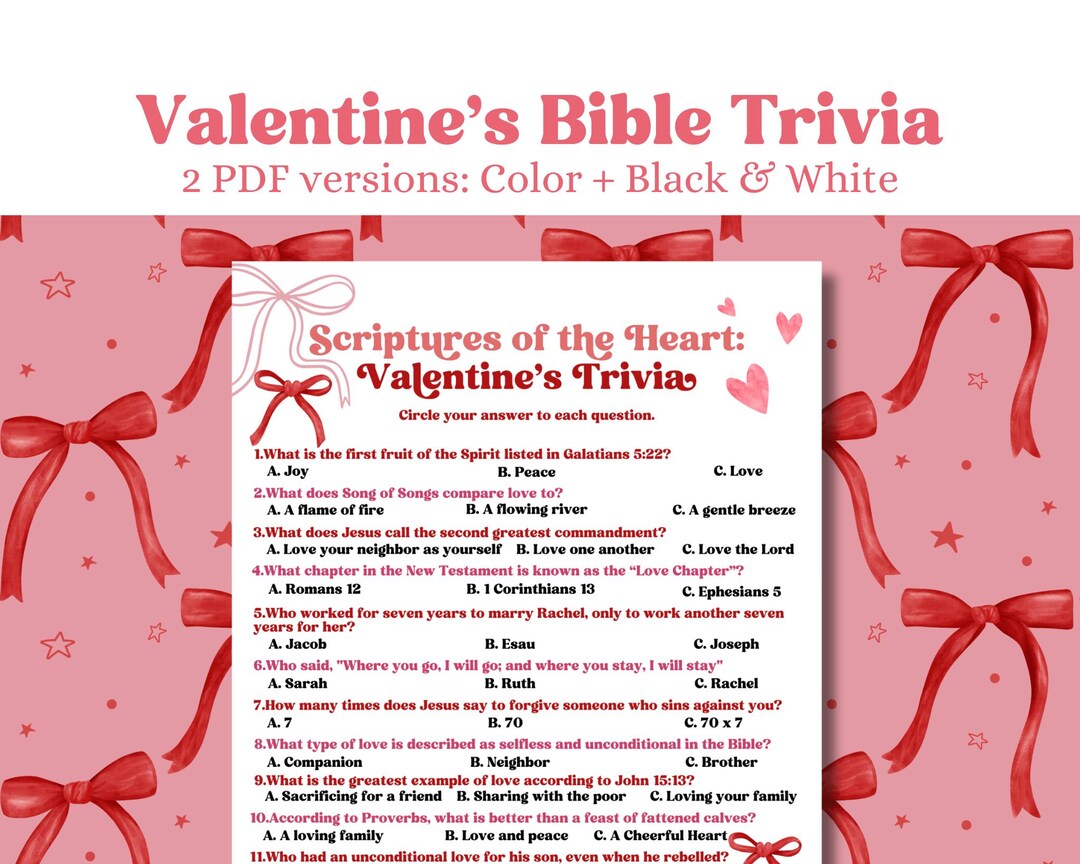 Christian Valentine's Day Trivia Game Valentine's Sunday School ...