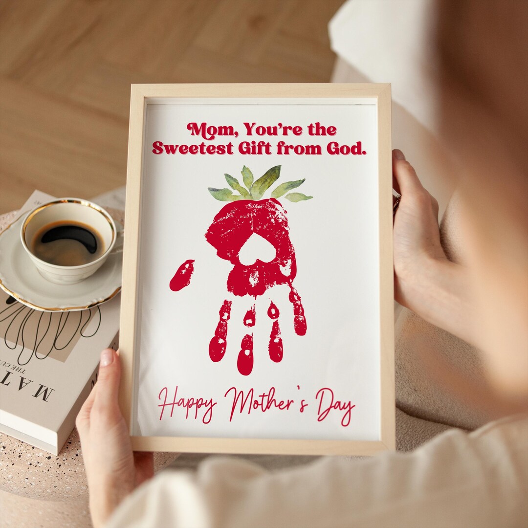 Mother's Day Sunday School Craft Handprint Art Strawberry Handprint ...