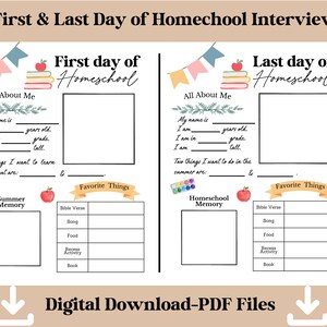 First Last Day of Homeschool Printable Back to School Questionnaire ...