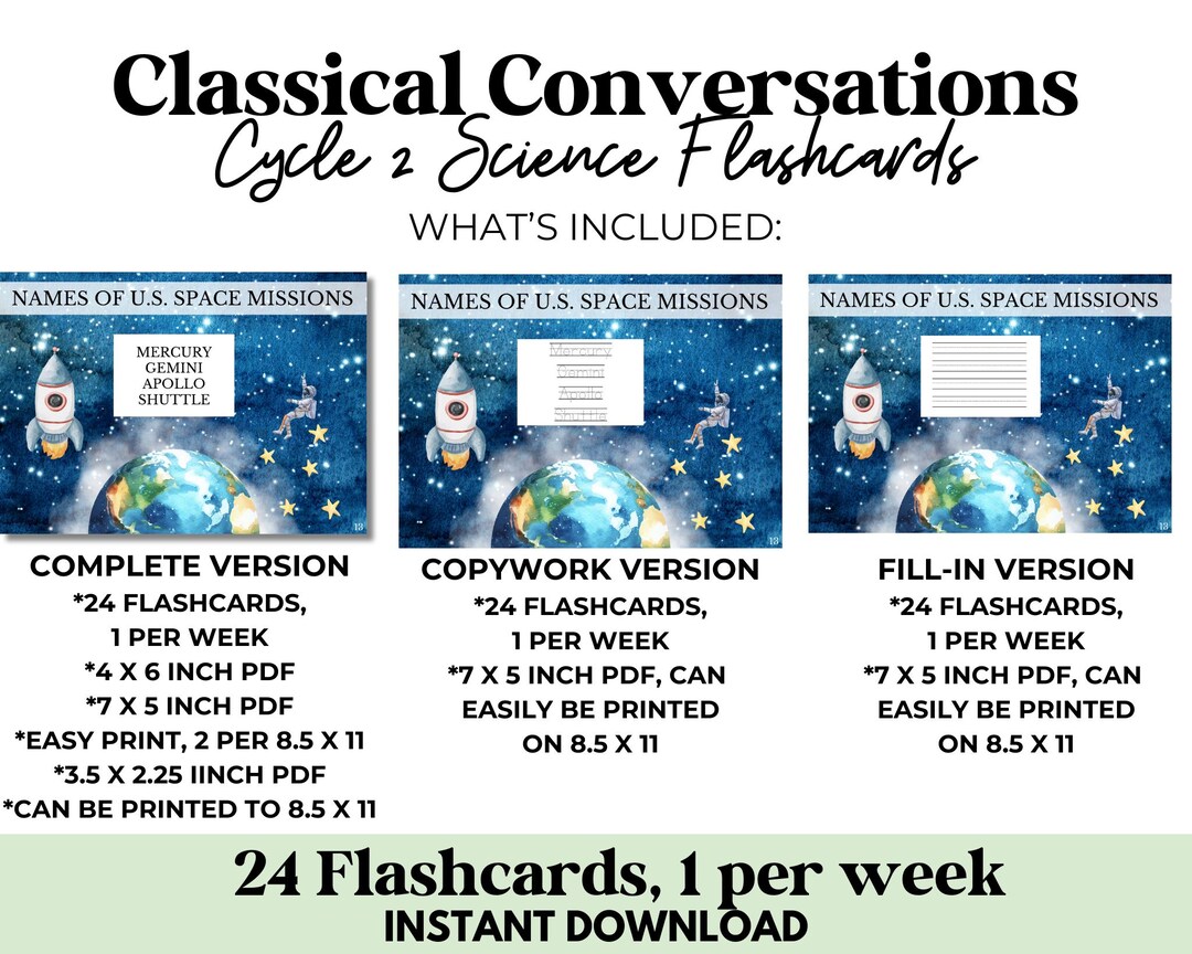 Classical Conversations Cycle 2 Science Flashcards CC Cycle 2 Science ...