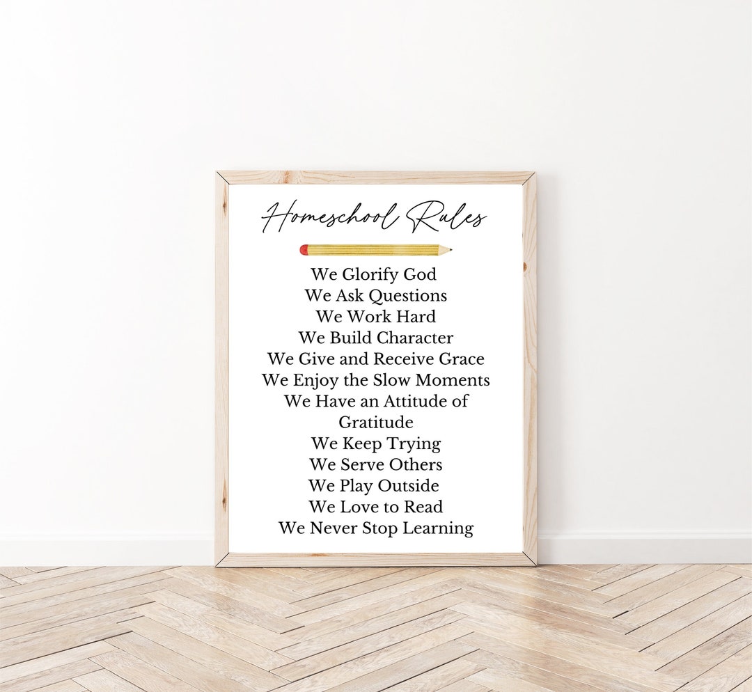 Homeschool Rules Christian Homeschool Decor Homeschool Poster ...