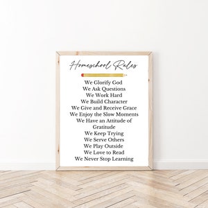 Homeschool Rules Christian Homeschool Decor Room Homeschool Poster Sign ...