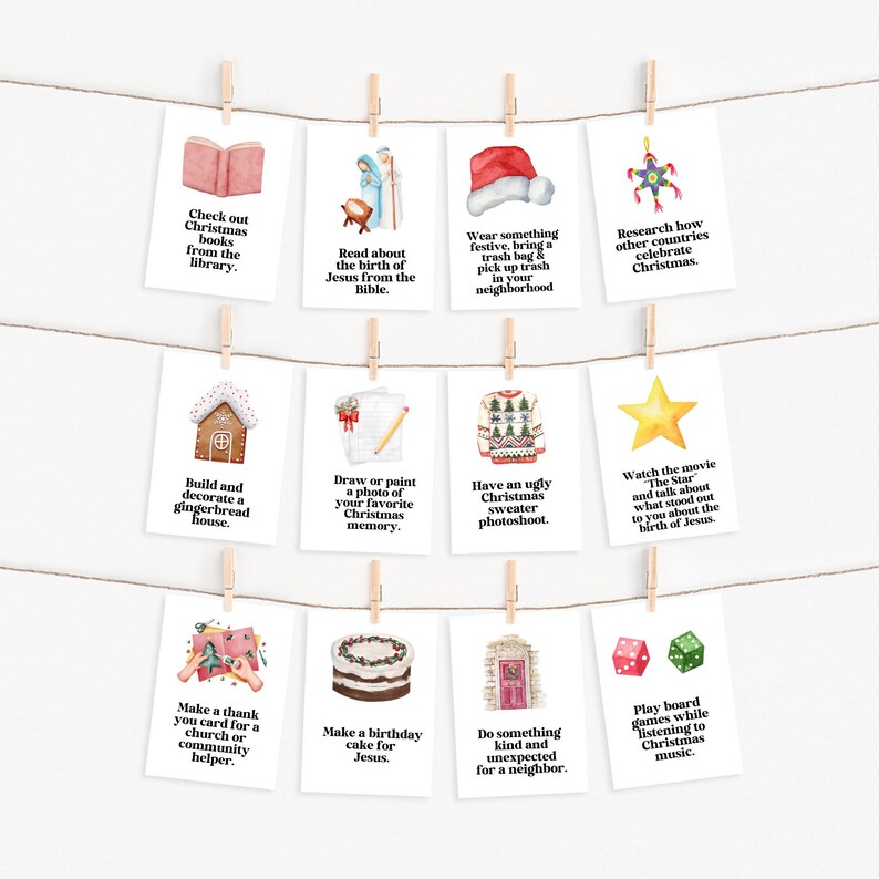 Christian Advent Calendar Printable for Kids Advent Calendar - Etsy